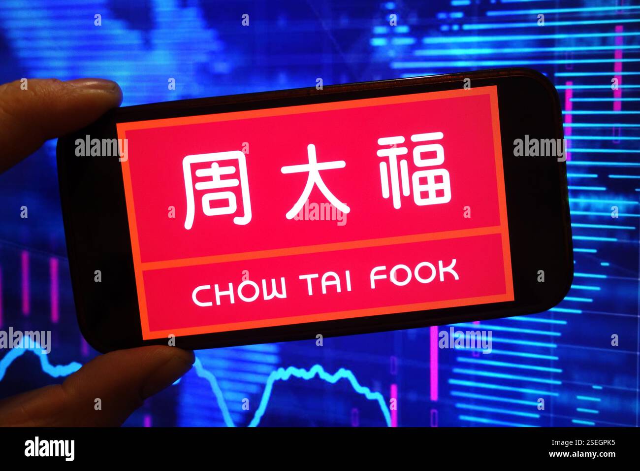 Poland. 7th Feb, 2025. In this photo illustration, the Chow Tai Fook ...