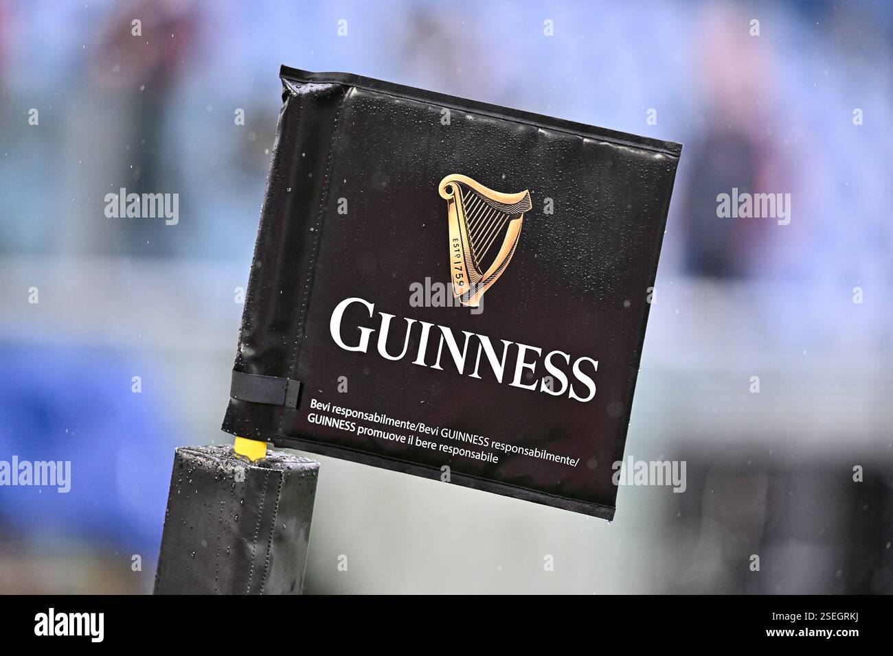 Olimpico Stadium, Rome, Italy - The Guinnes crest on a corner flag ...