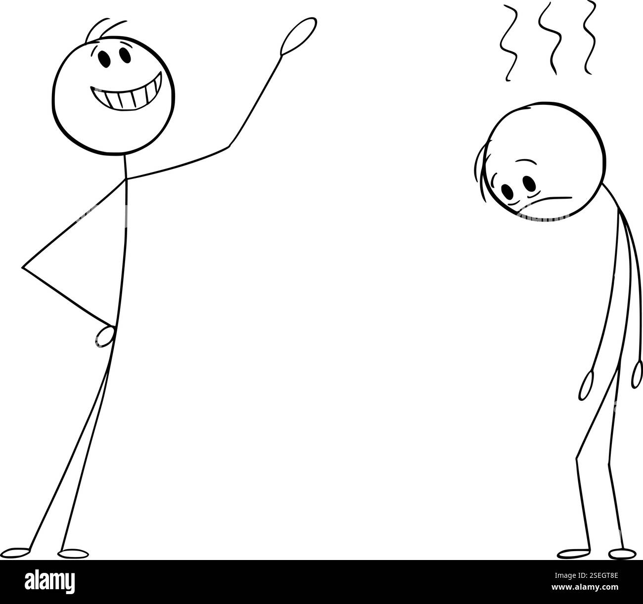 Depressed and happy persons , vector cartoon stick figure or character ...