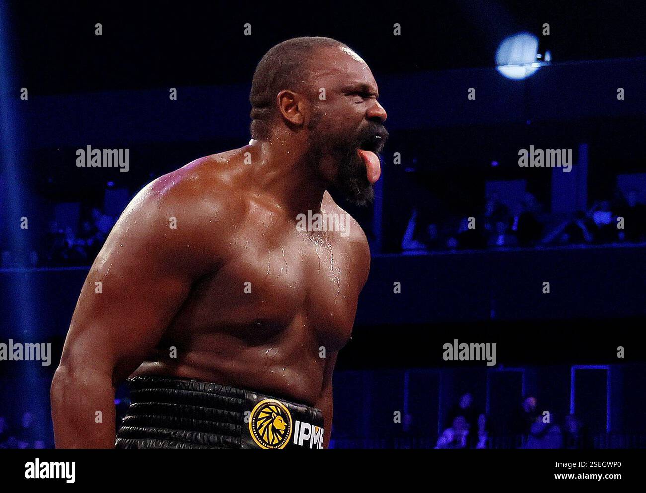 Derek Chisora gestures towards Otto Wallin during their IBF world ...
