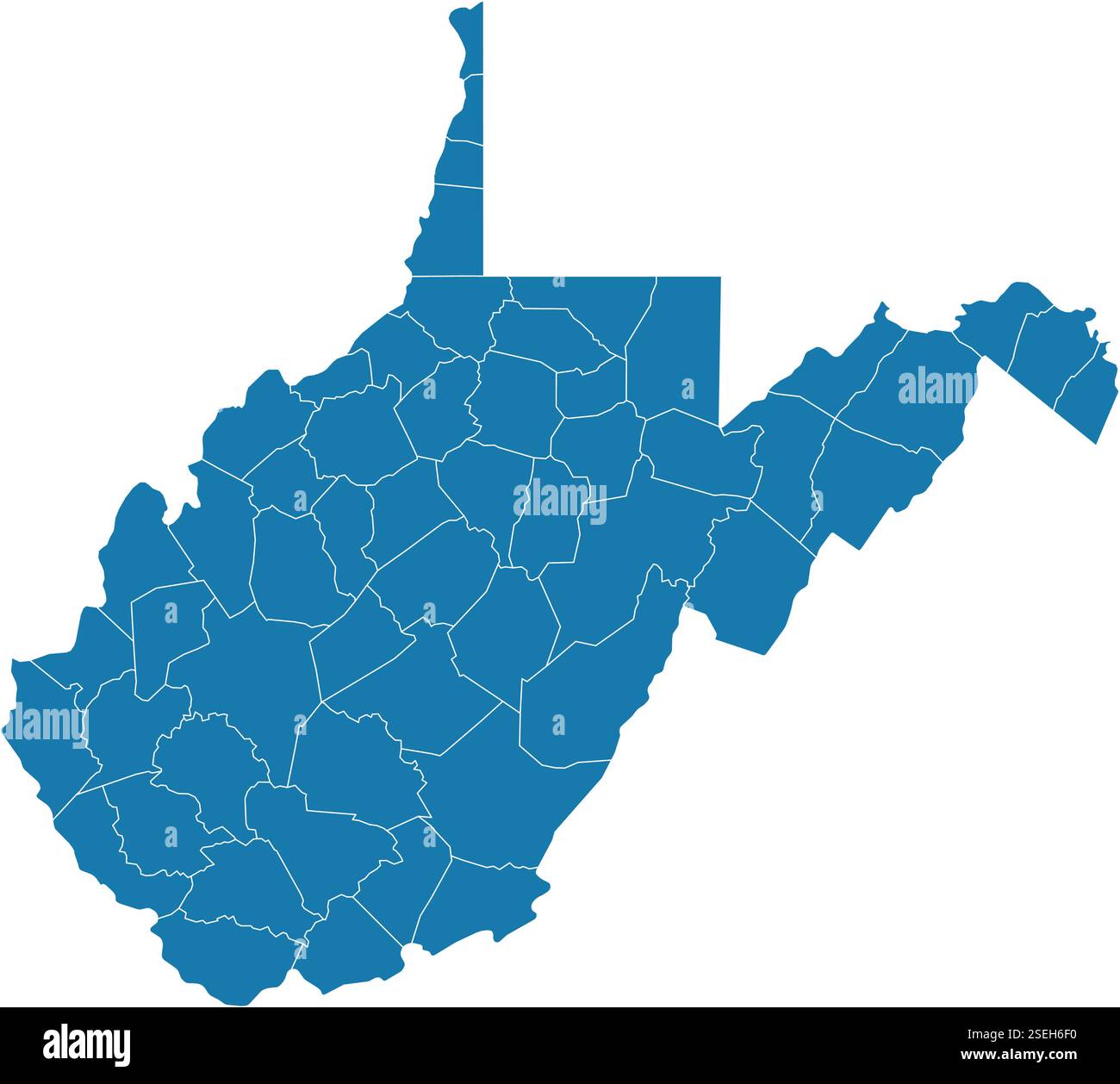 Editable vector file of the counties that make up the state of West Virginia, located in the ...