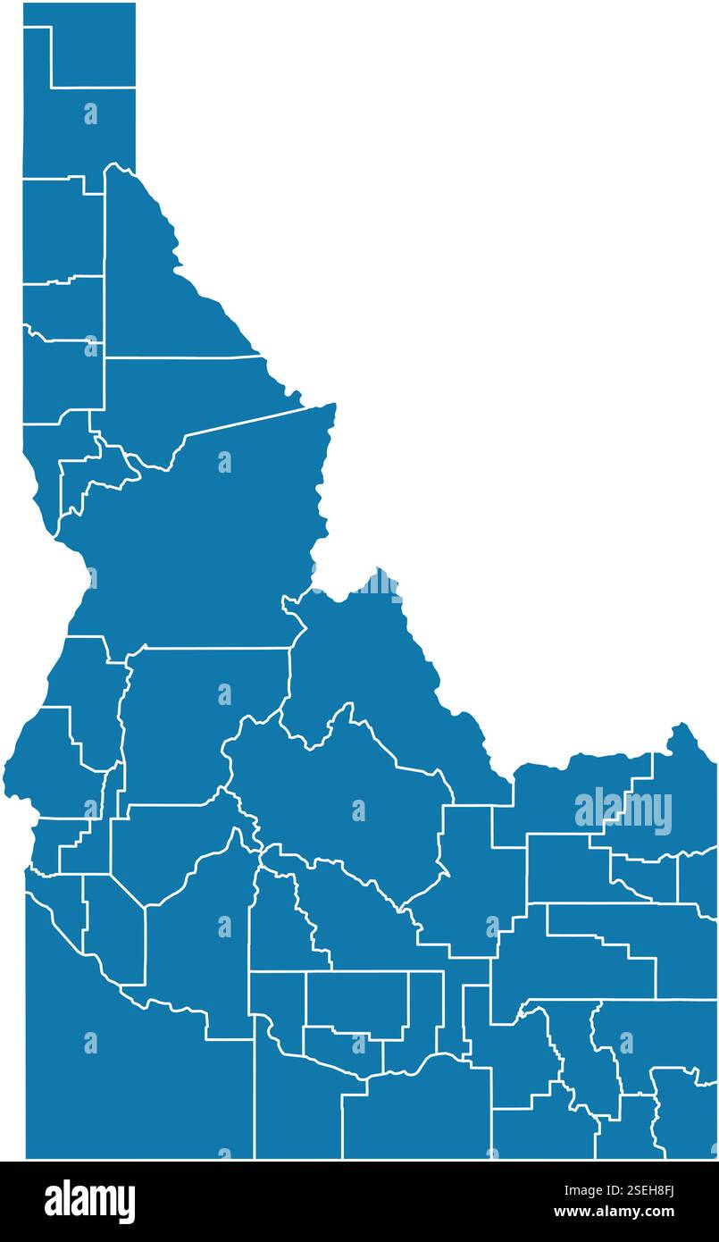 Editable vector file of the counties that make up the state of Idaho, located in the United ...