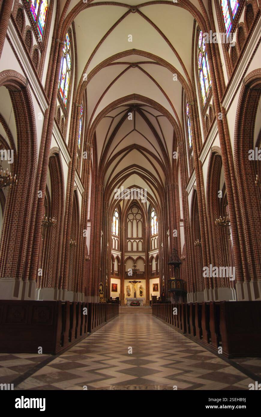 Polish catholic cathedral inside interior (vertical), Warsaw, Poland ...