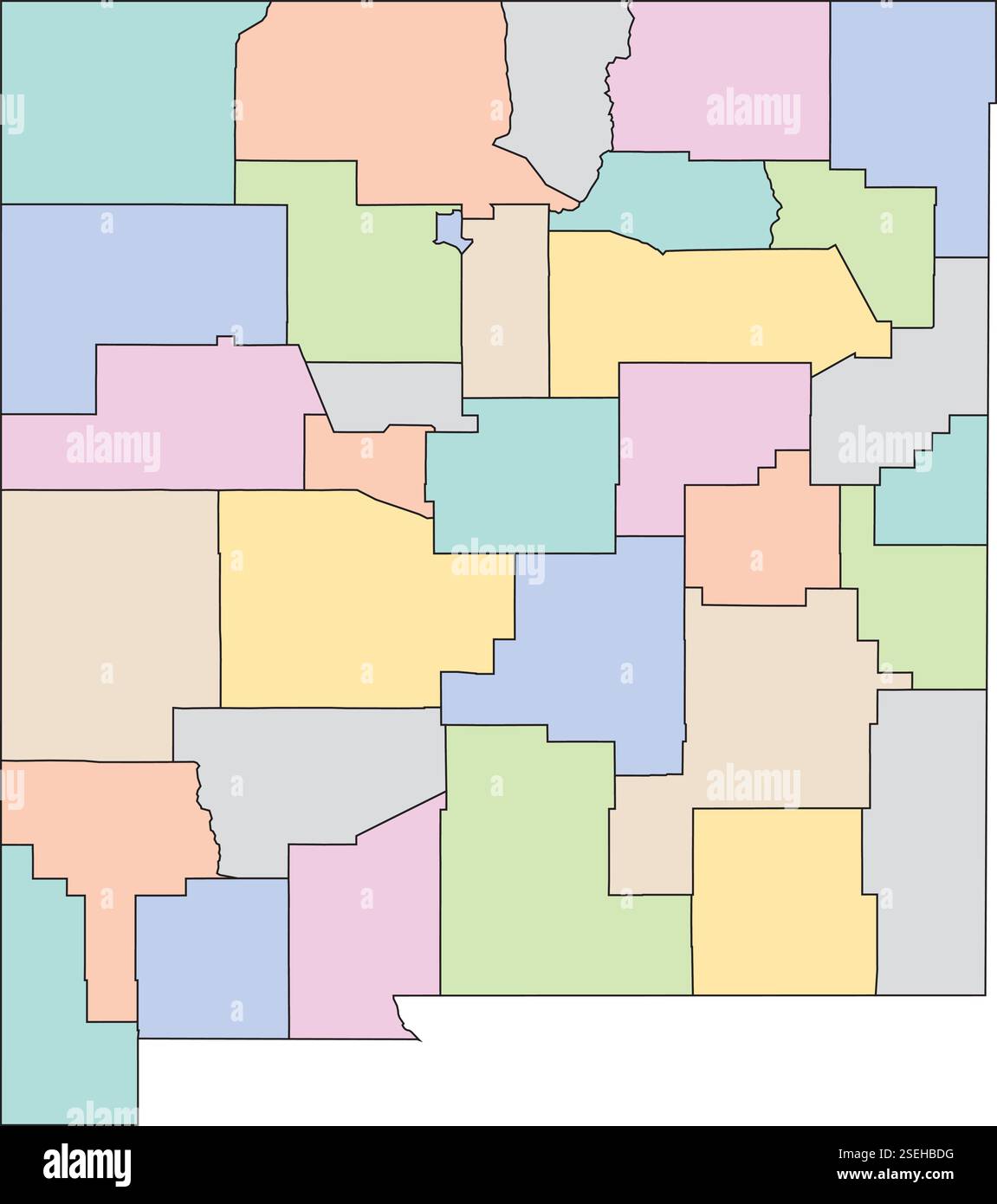 Editable vector file of the counties that make up the state of New Mexico, located in the United ...
