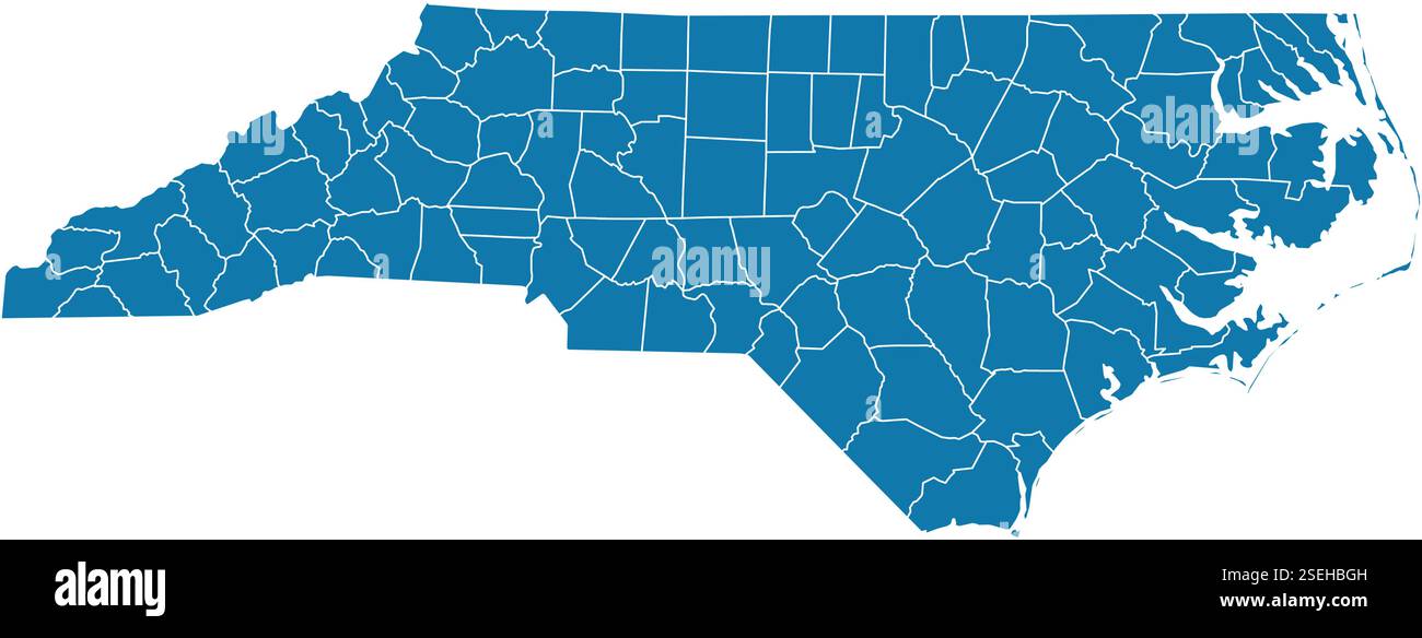 Editable vector file of the counties that make up the state of North Carolina, located in the ...