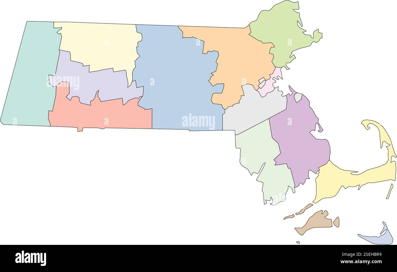 Editable vector image of the counties that make up the state of ...