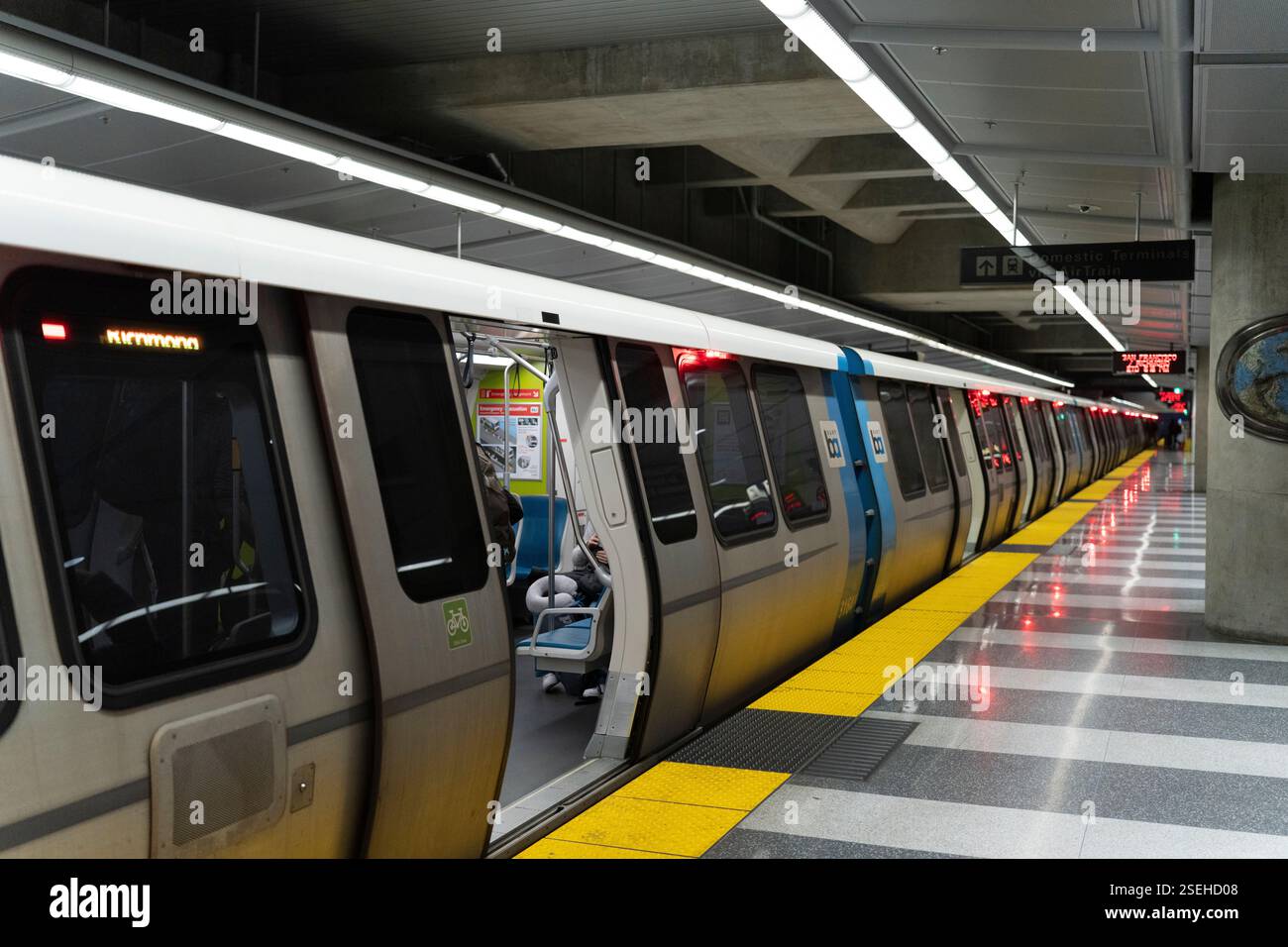 BART train at the San Francisco International Airport (SFO) station ...