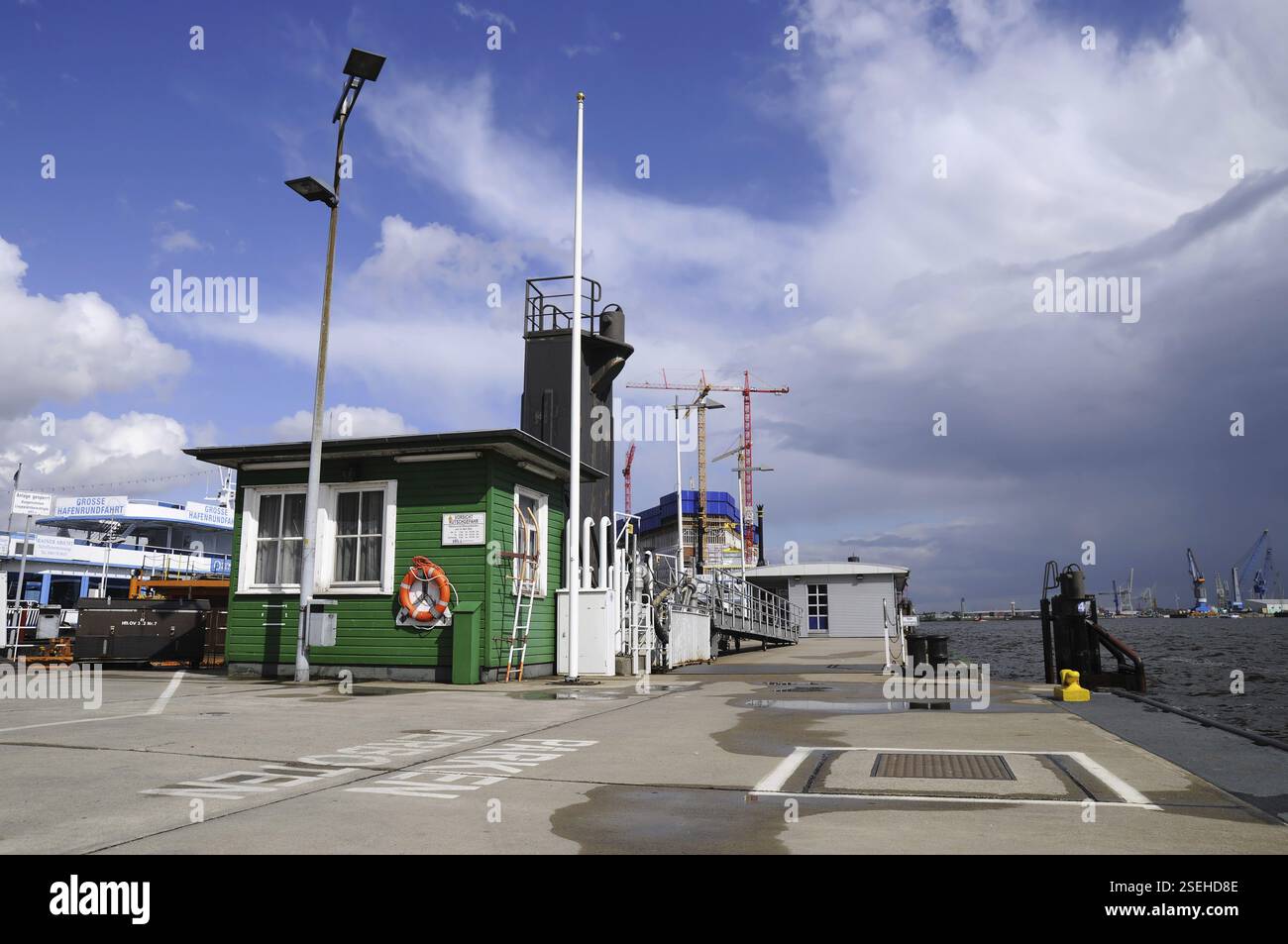 Dock and warehouse in Hamburg port, Hamburg, Germany, Europe Stock ...