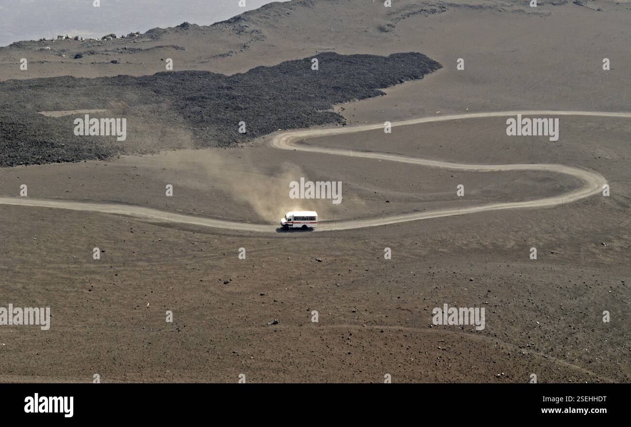 Italy, Sicily, Etna, volcano, road, off-road vehicle, Europe Stock ...