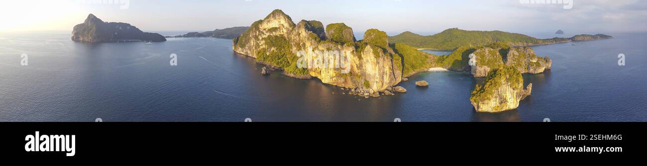 Incredible aerial view of Nui Beach in Koh Phi Phi Don, Phi Phi Islands ...