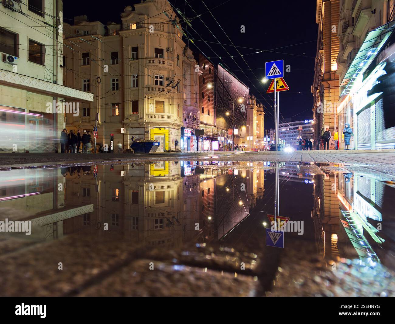 Belgrade, Serbia - January 10, 2025: Urban night scene with buildings ...