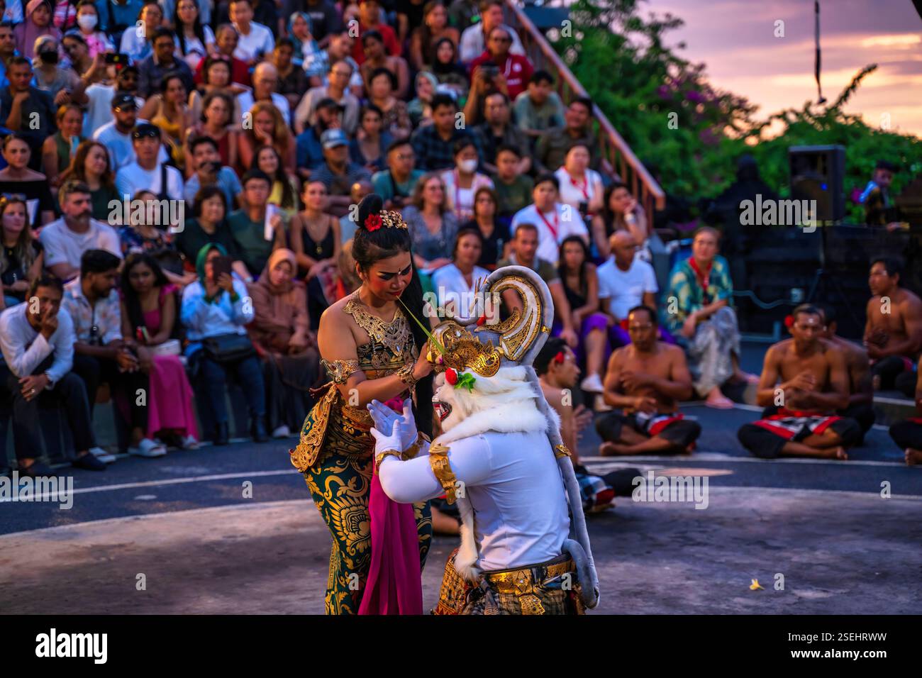 Bali, Indonesia - November 29, 2023: Traditional performers channels ...