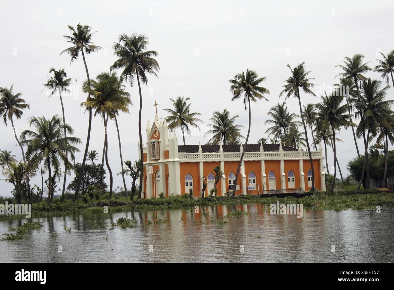 Church by Alappuzha Kottayam waterway, Kerala, India, Asia Stock Photo ...