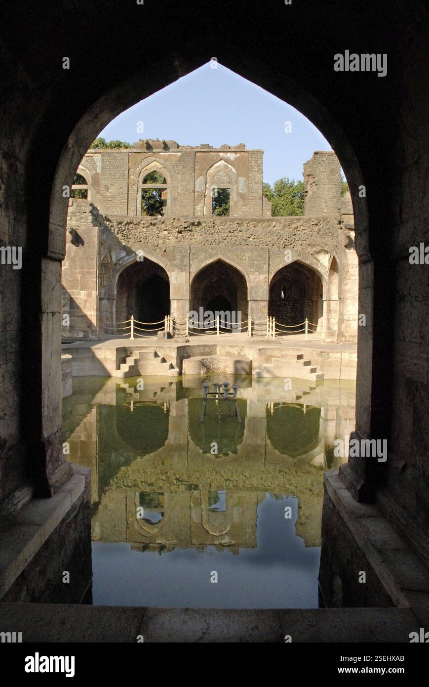 Jahaz Mahal through arch, Mandu, District Dhar, Madhya Pradesh, India ...