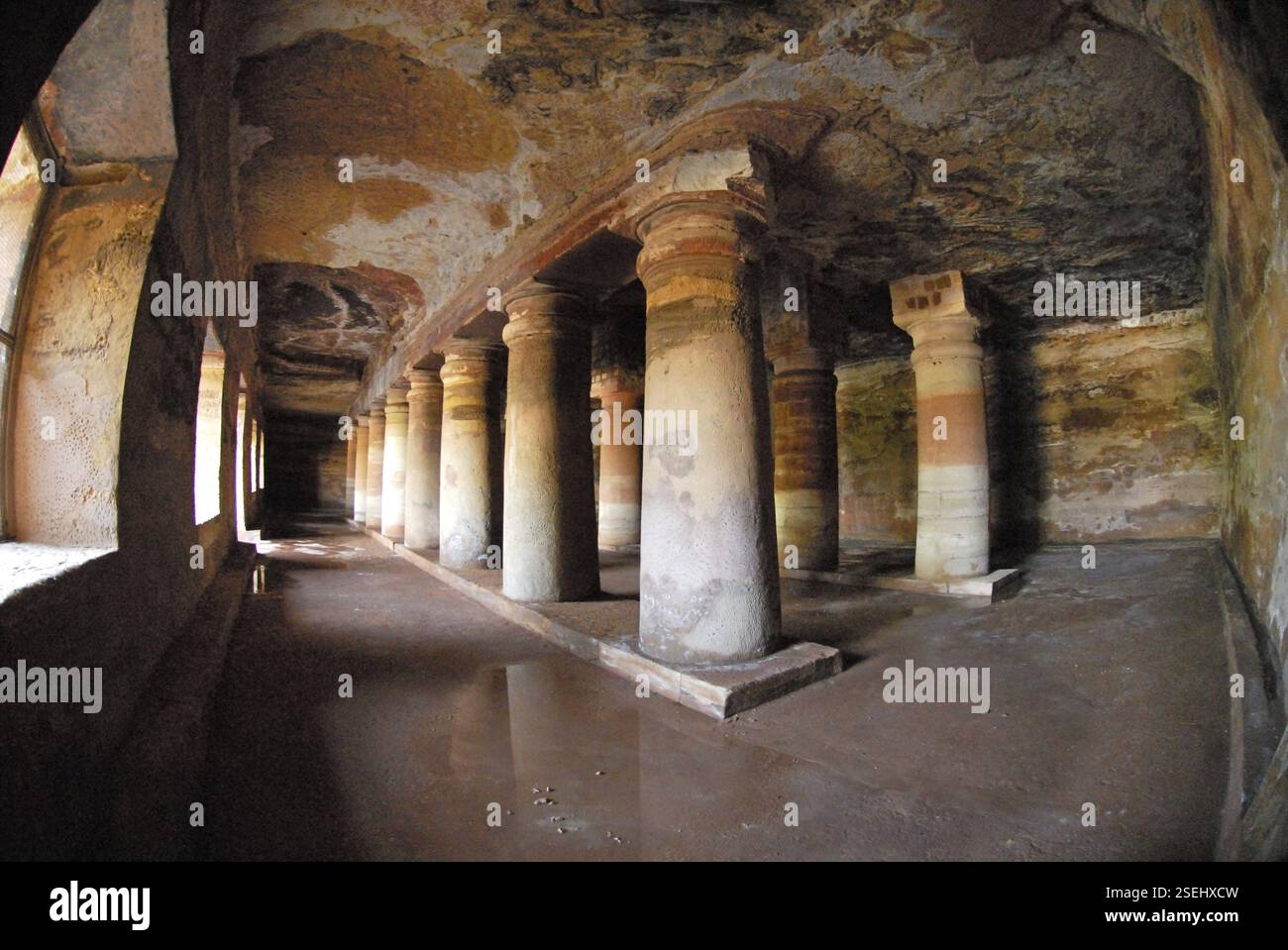 Pillars in Bagh caves 5, District Dhar, Madhya Pradesh, India, Asia ...