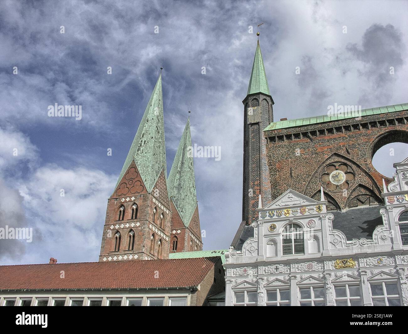 Beautiful medieval architecture and cityscape of Luebeck Germany Stock ...