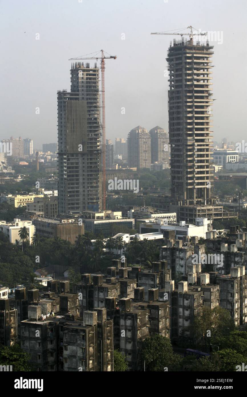 Two high rise building being constructed, Bombay now Mumbai ...