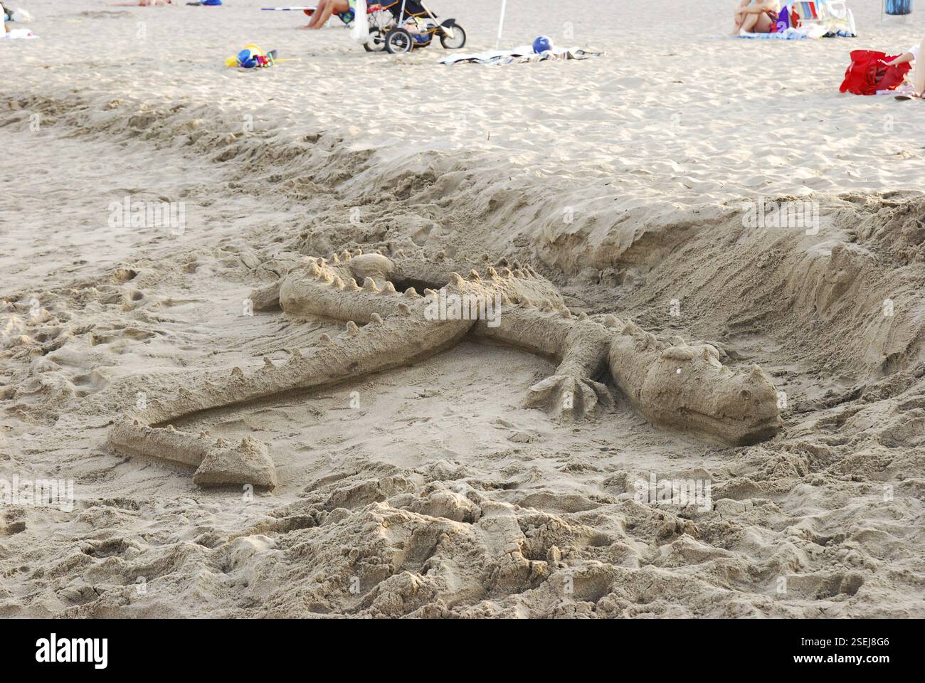 Dragon made of sand on the beach, Rosolina Mare, Italy, Europe Stock ...
