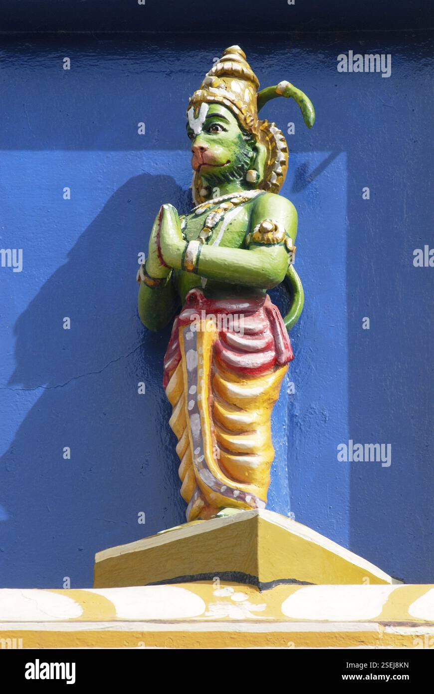 Richly decorated statue of lord Hanuman in Namaskar posture at Sri ...