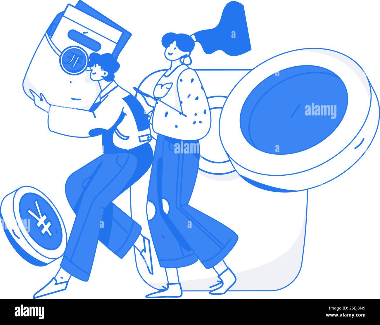 Holiday shopping people doing e-commerce online shopping flat vector ...