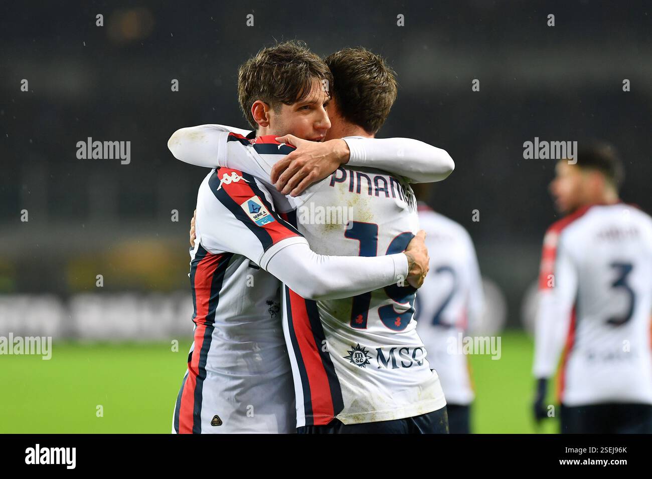 Turin, Italy. 08th Feb, 2025. Andrea Pinamonti of Genoa CFC celebrates ...