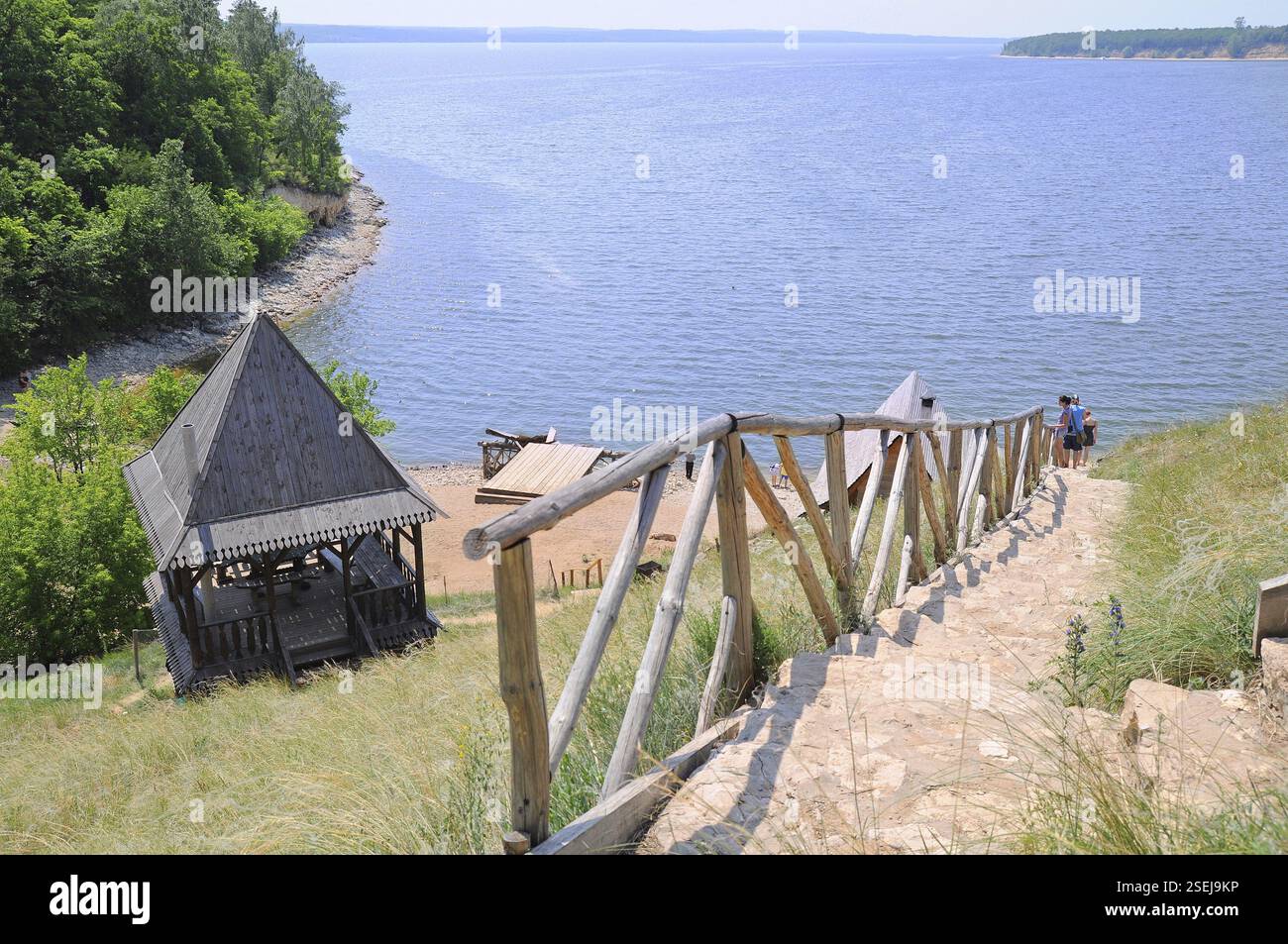 Descent to the water reservoir in the old Russian village. Situated in ...