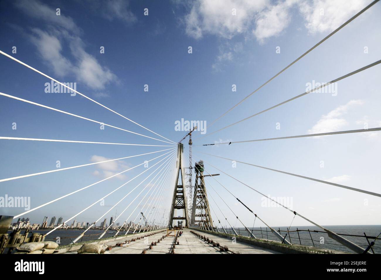 Twin carriageway cable-stayed bridge view of under construction of ...
