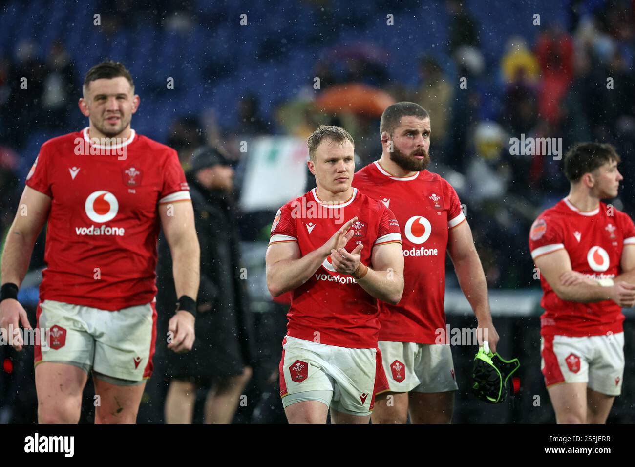 Rome, Italy 08.02.2025: Dan Edwards of Wales, James Botham of Wales ...