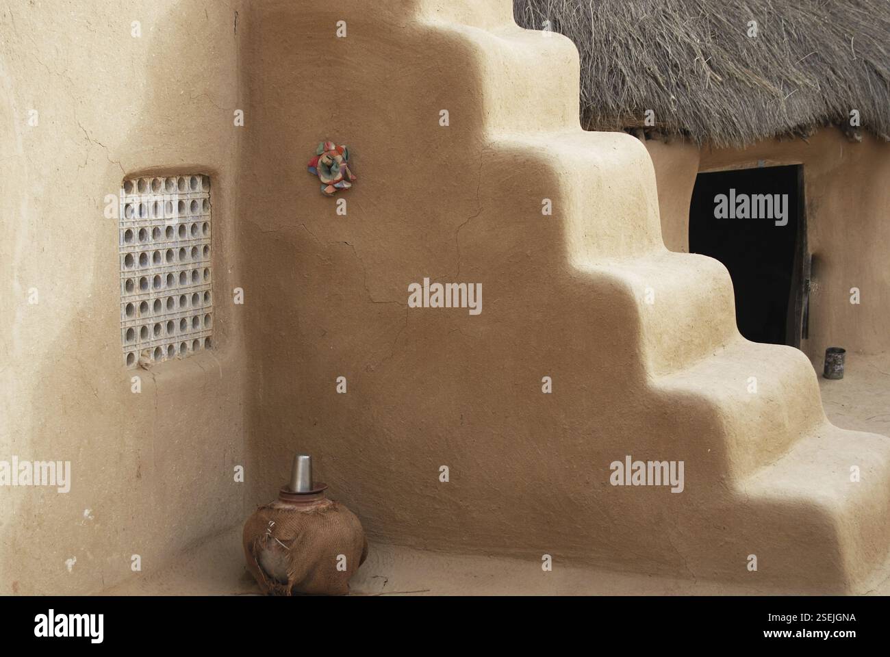 Hut made of cow dung in village near Bikaner, Rajasthan, India, Asia ...