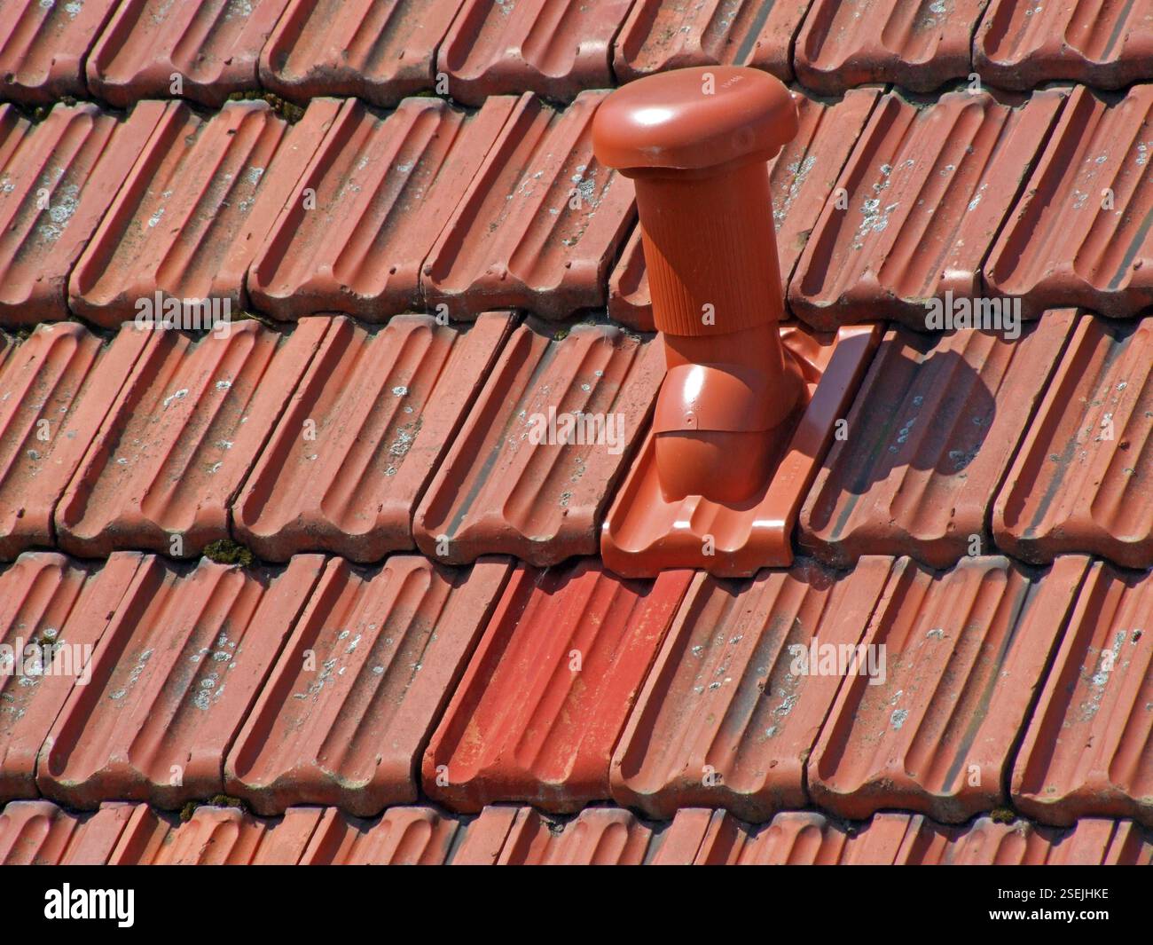 Roof, roof tile, overflow valve Stock Photo - Alamy