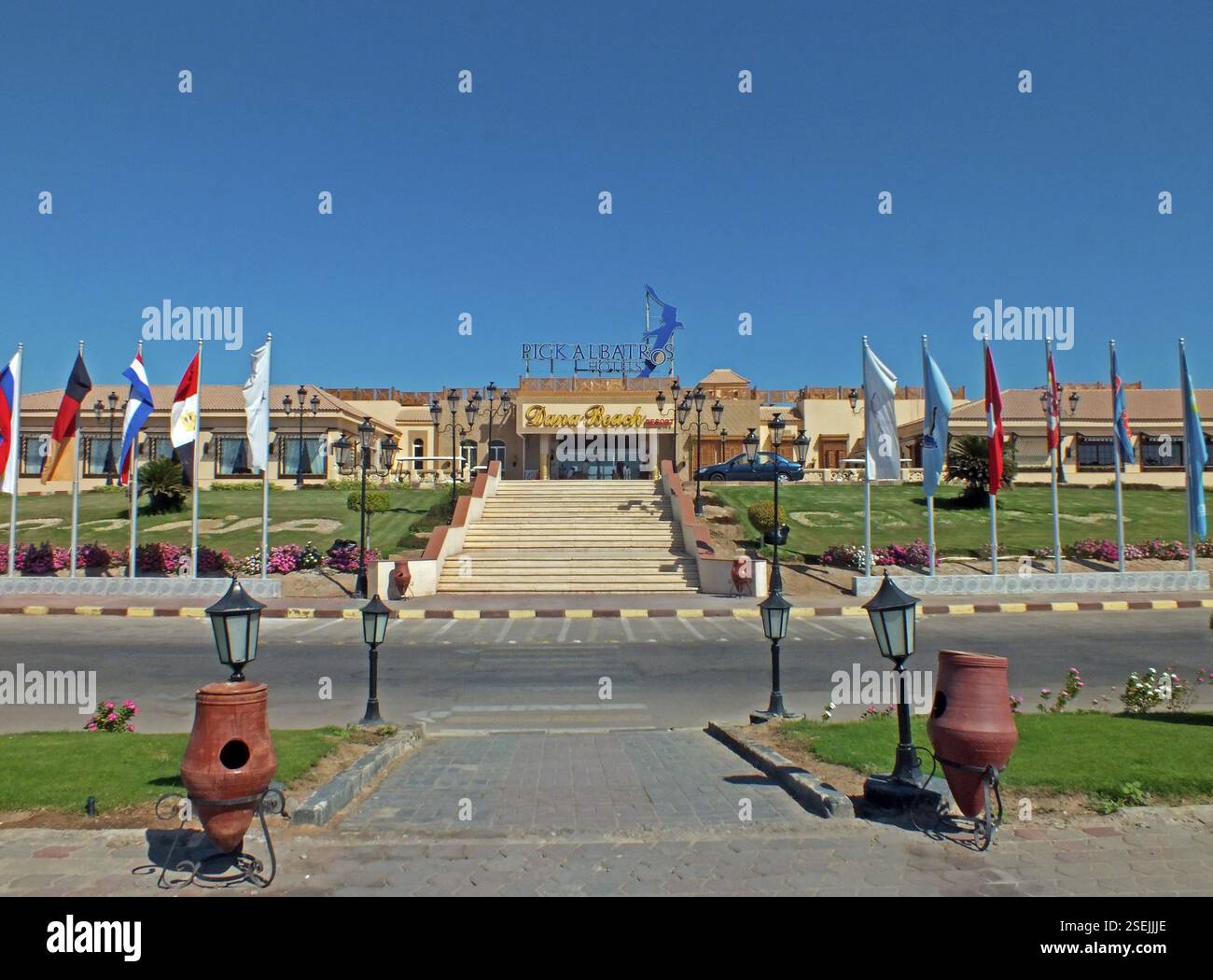 Egypt, Hurghada, hotel complex, Dana Beach, entrance, Africa Stock ...
