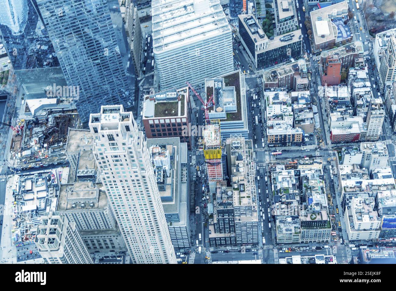 Overhead aerial view of Manhattan buildings in New York CIty Stock ...