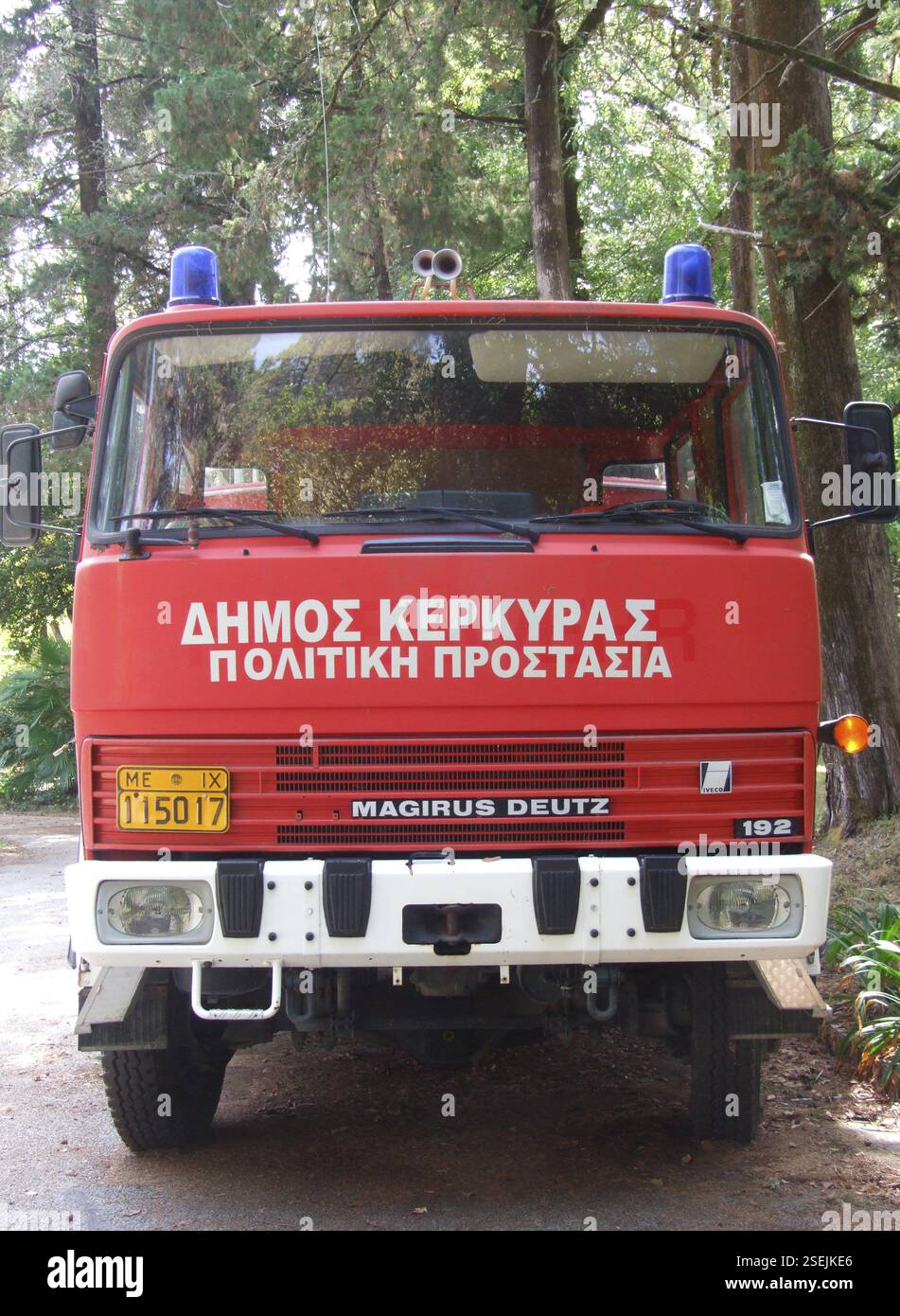 Greece, Corfu island, fire engine, Europe Stock Photo - Alamy