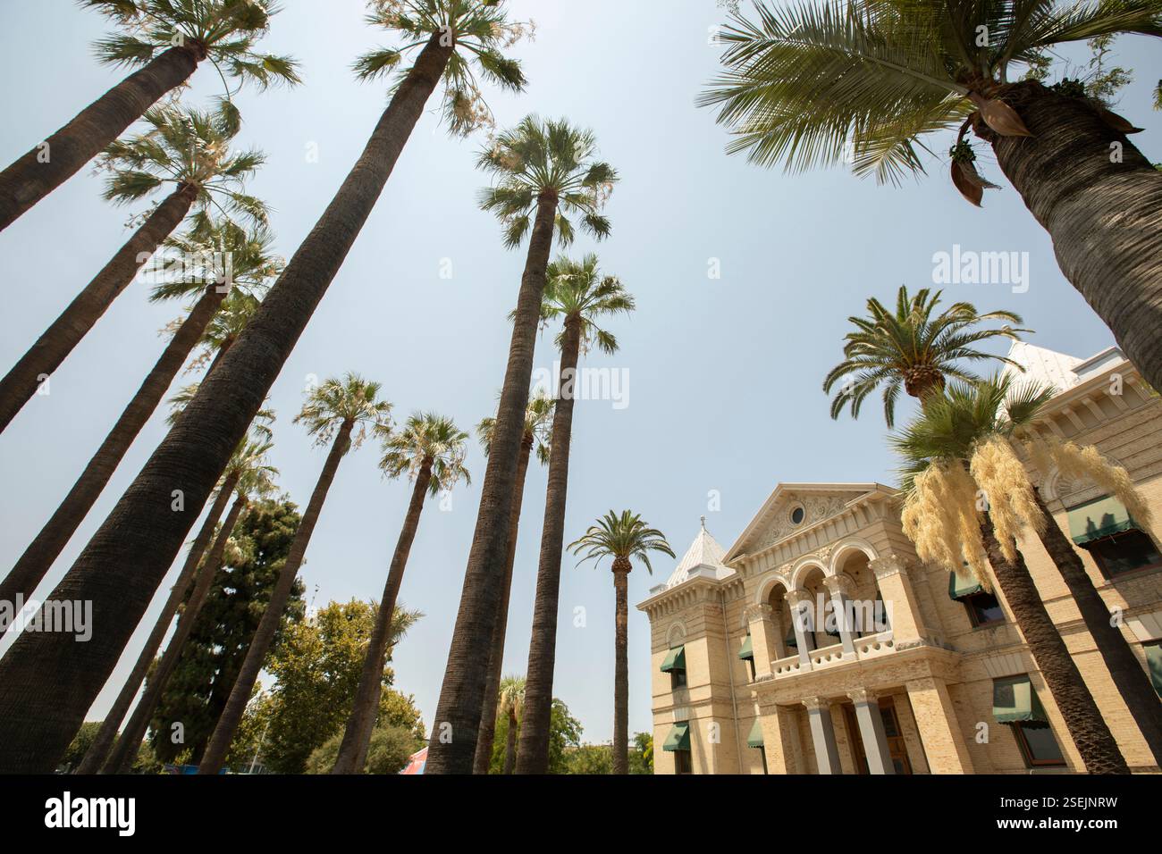 Afternoon sun shines on historic buildings of downtown Hanford ...