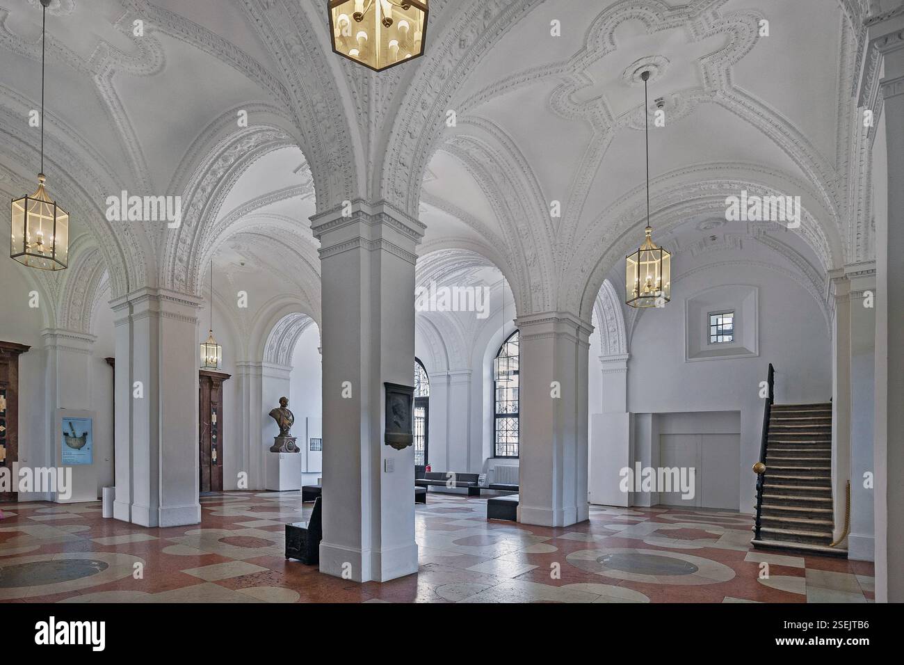Vaulted ceiling and columns, entrance hall, National Museum, Munich, Upper Bavaria, Bavaria ...