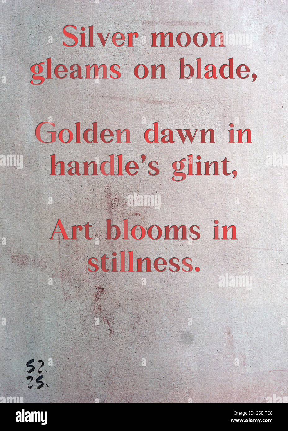Silver moon gleams on blade, Golden dawn in handle's glint, Art blooms ...