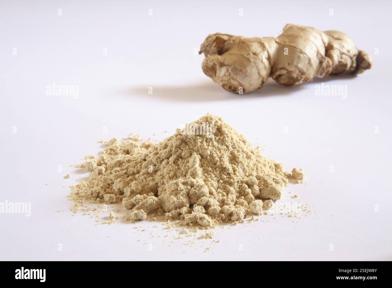 Indian spice, Ginger Adrak and dried powder Zingiber officinale on ...