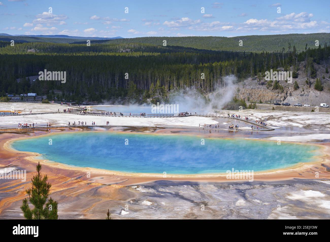 Grand Prismatic Spring Pool In Yellowstone National Park, Wyoming, USA ...