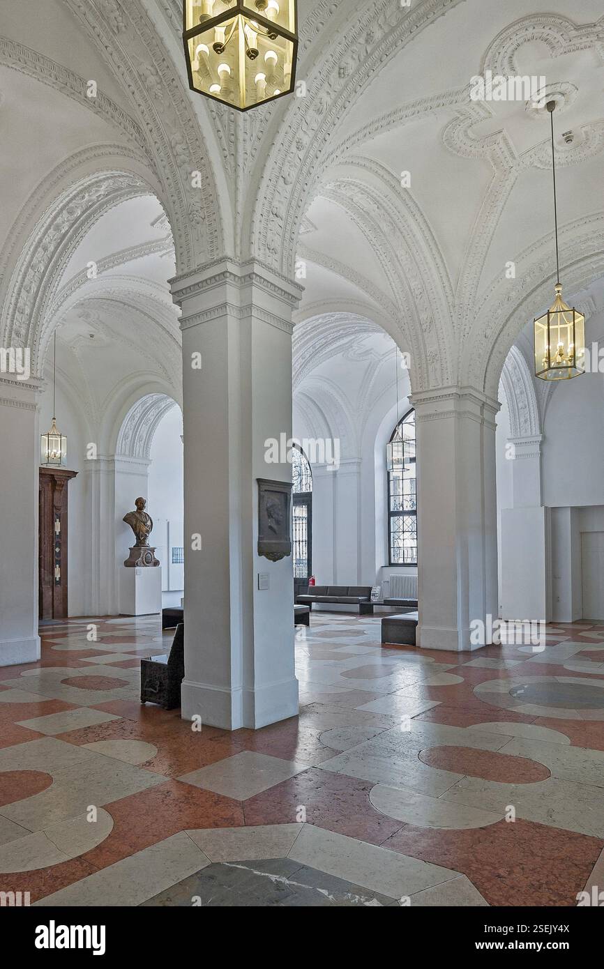 Vaulted ceiling and columns, entrance hall, National Museum, Munich, Upper Bavaria, Bavaria ...