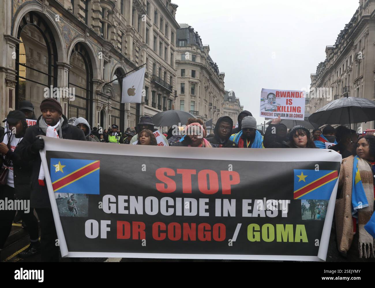 London, England, UK. 8th Feb, 2025. Protesters march along Regent ...