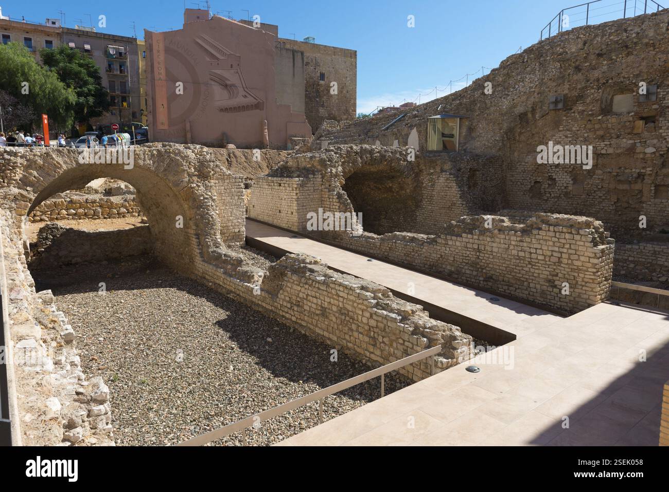 Excavation site of ancient Roman walls in Tarragona, Spain, Europe ...