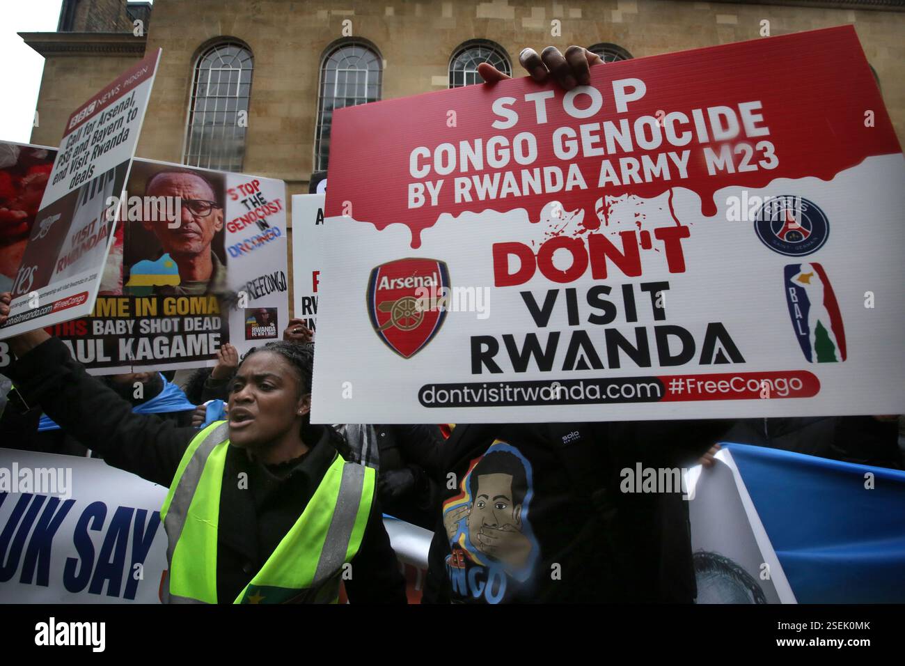 London, England, UK. 8th Feb, 2025. Protesters gather outside the BBC ...