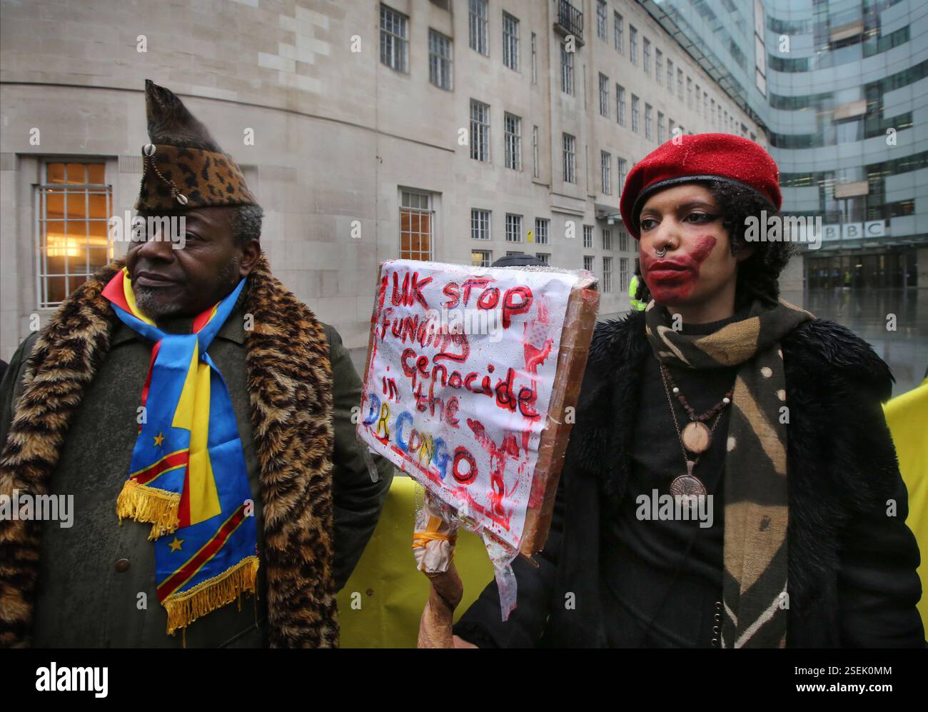London, England, UK. 8th Feb, 2025. A protester demonstrates outside ...