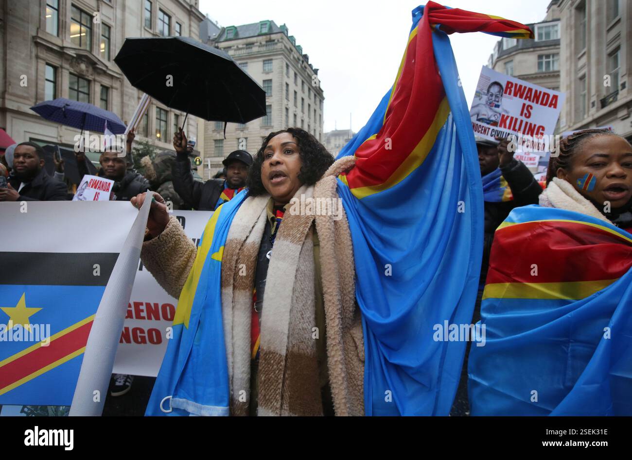 London, England, UK. 8th Feb, 2025. Protesters march along Regent ...