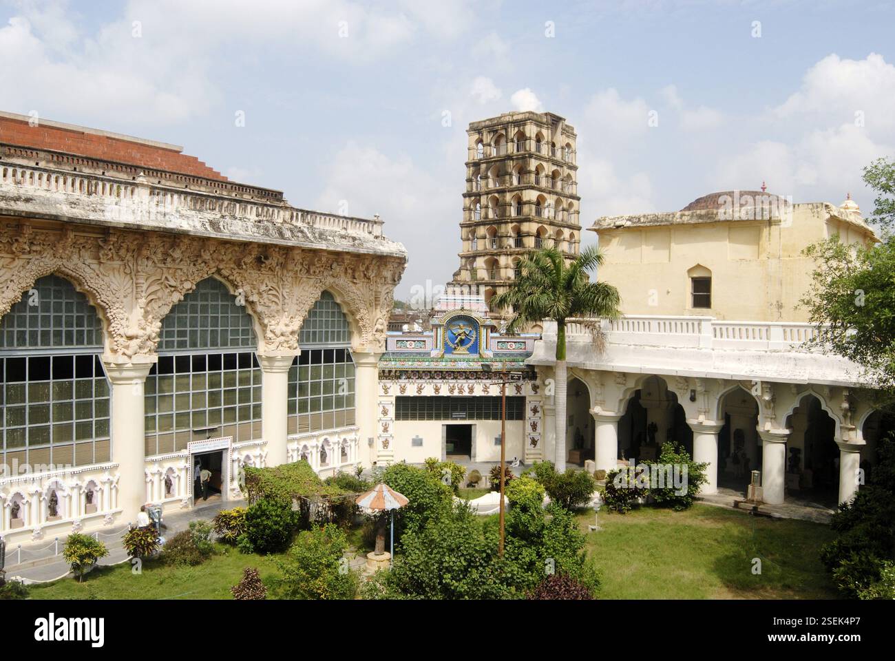 Nayak's darbar hall and bell tower with richly decorated and ...
