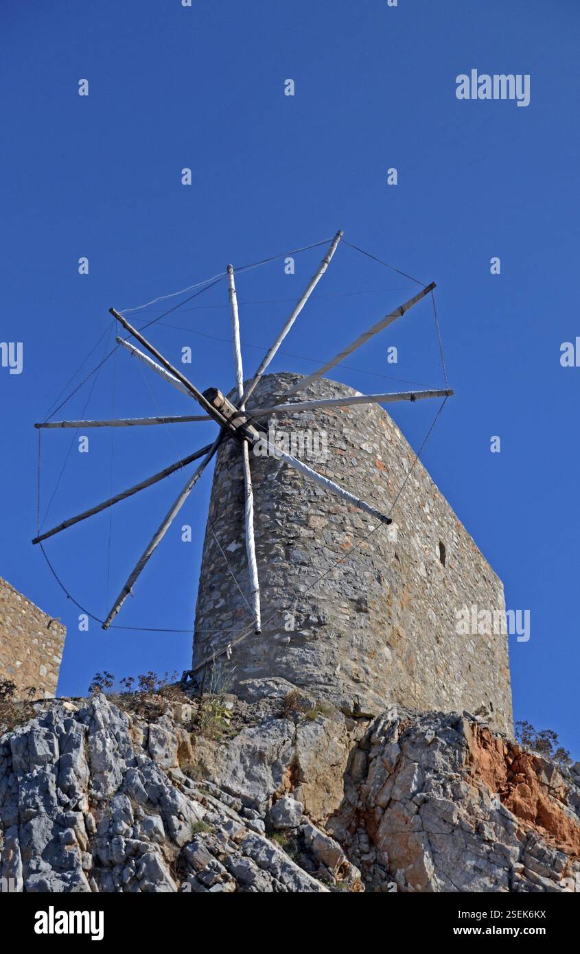 Greece, Crete, Windmill, Europe Stock Photo - Alamy