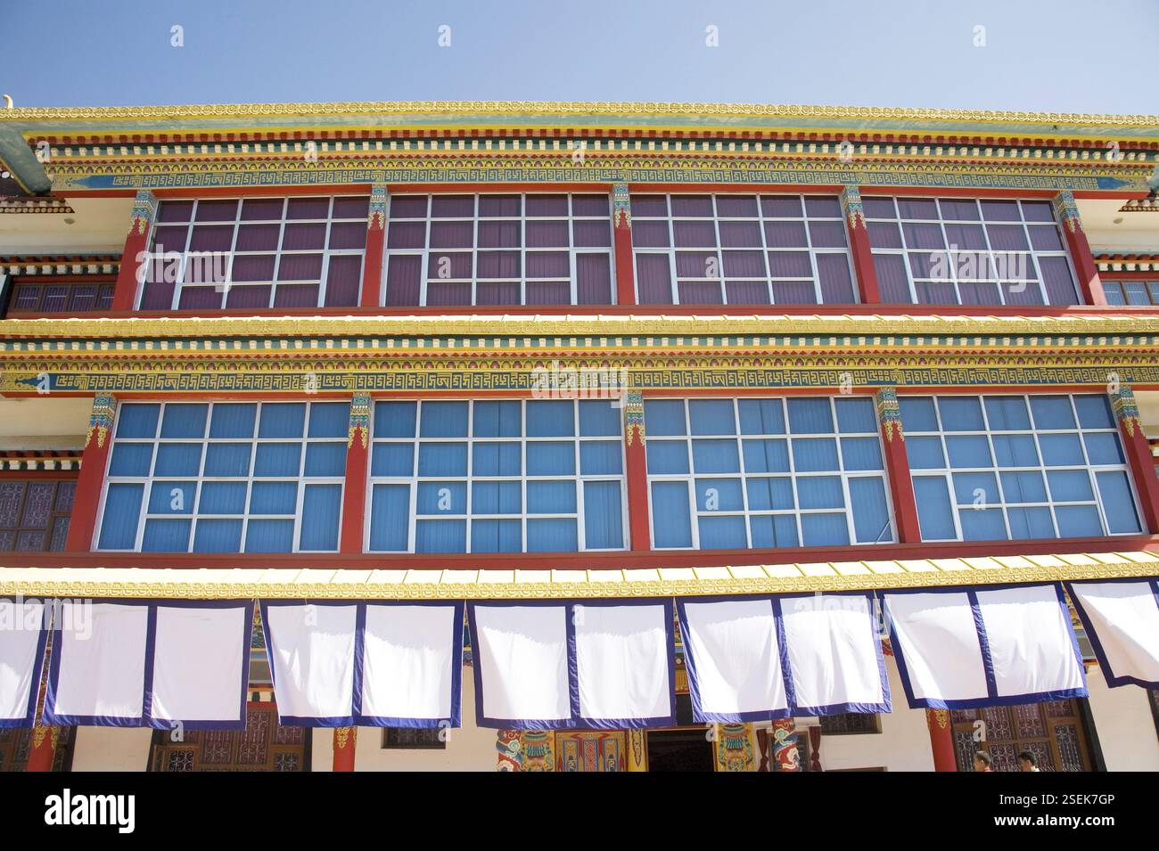 Colourful architecture Tibetan Library building, Dulanji, Himachal ...