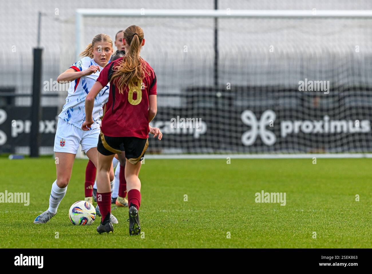 Tubeke, Belgium. 08th Feb, 2025. Celia Halvorsen (7) of Norway pictured ...