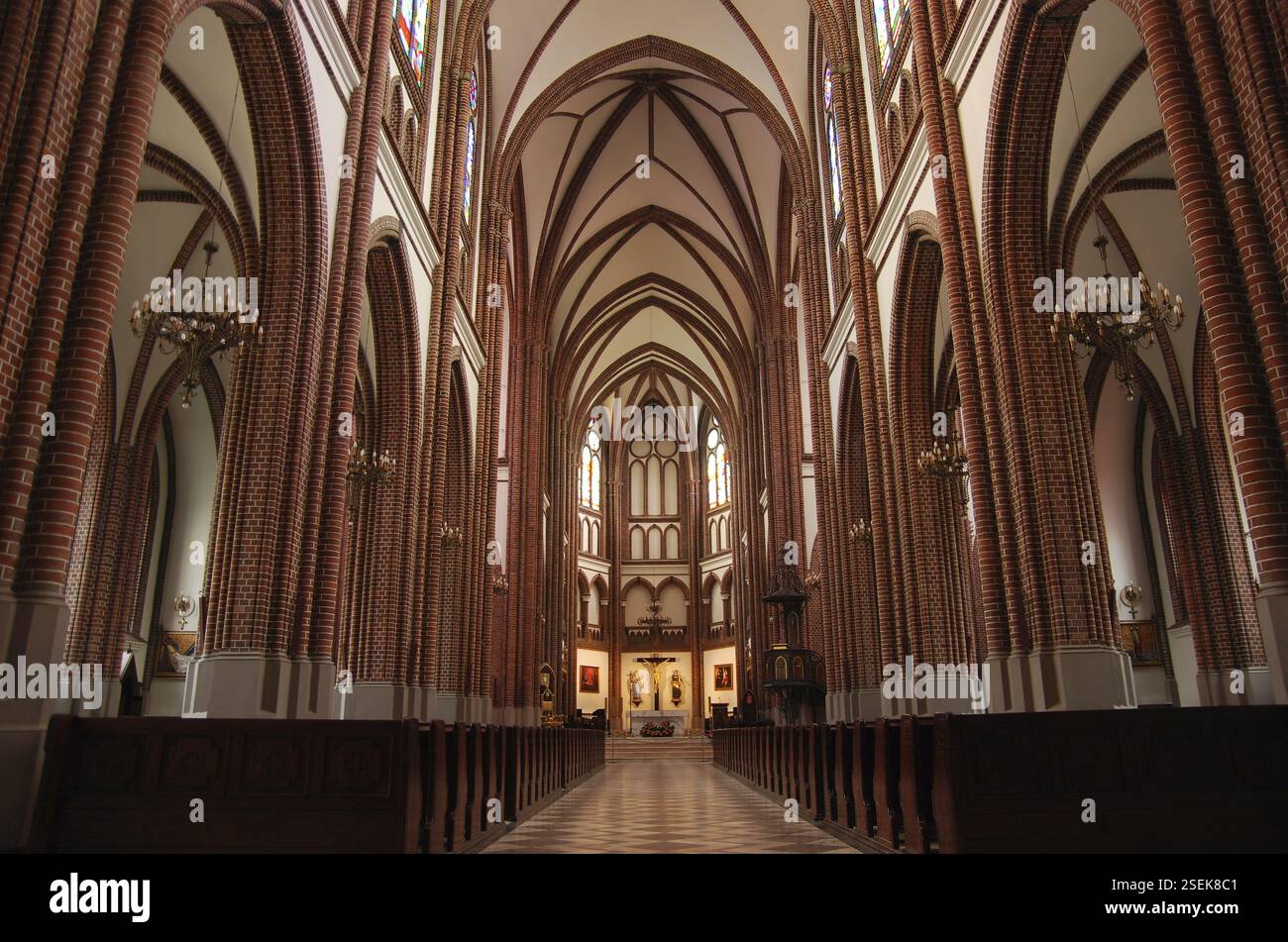 Polish catholic cathedral inside interior (horizontal), Warsaw, Poland ...