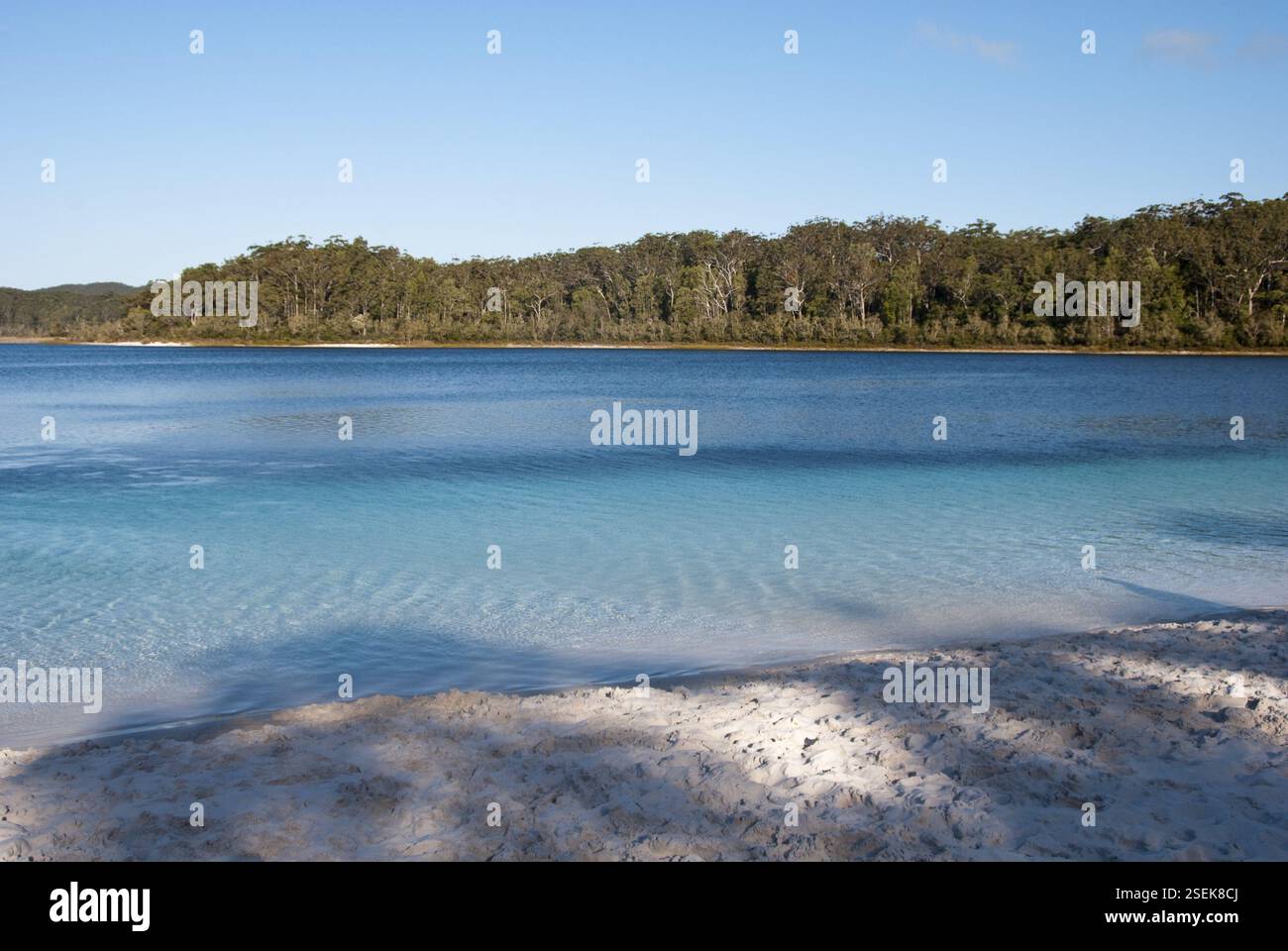 The clear water of this amazing lake viewed from the beach Stock Photo ...
